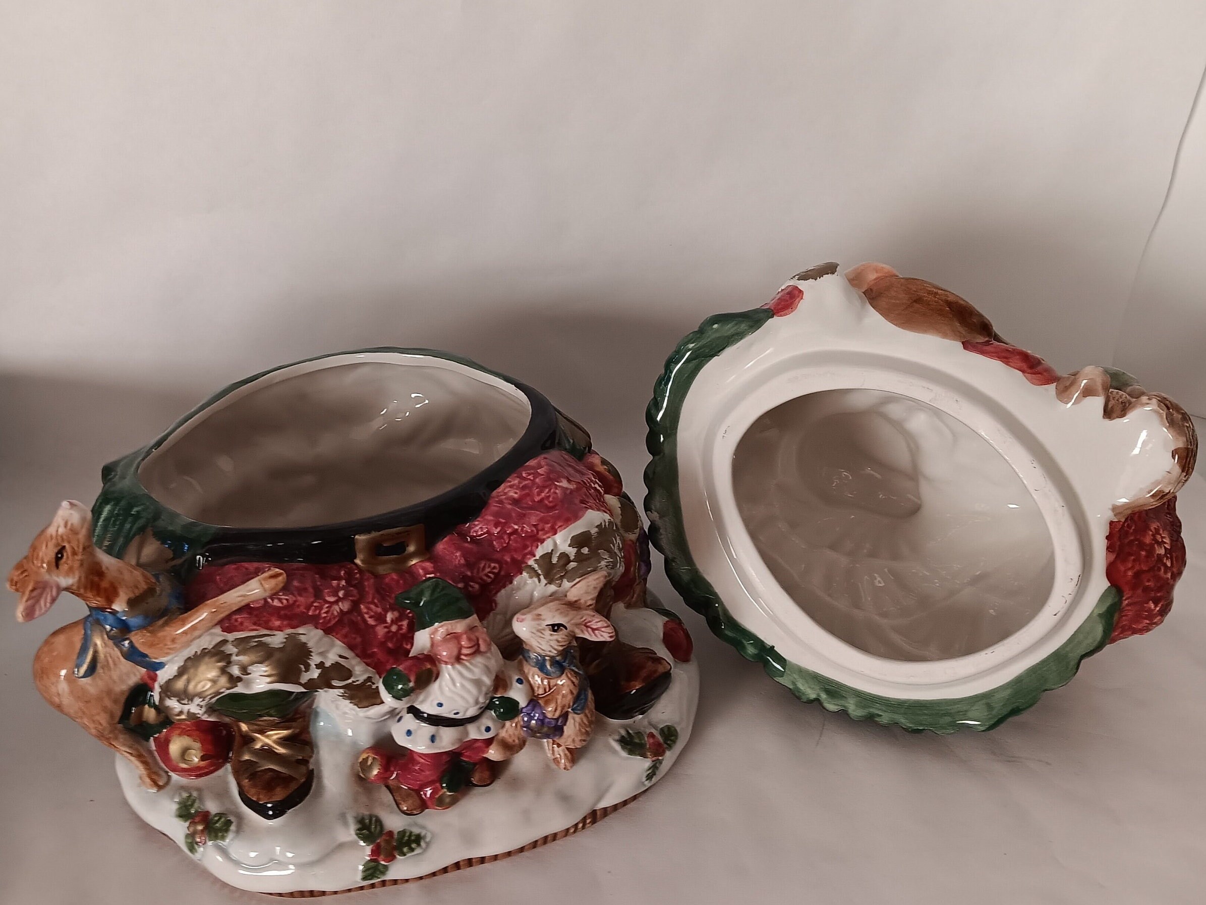 Fitz and Floyd Omnibus Forest Festival Guitar Santa Holiday Cookie Jar ...