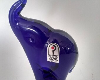 Cobalt Blue Glass Elephant - Etsy