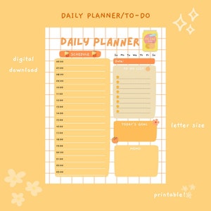 Cute Orange Daily Planner Printable Stationary Instant Download iPad ...