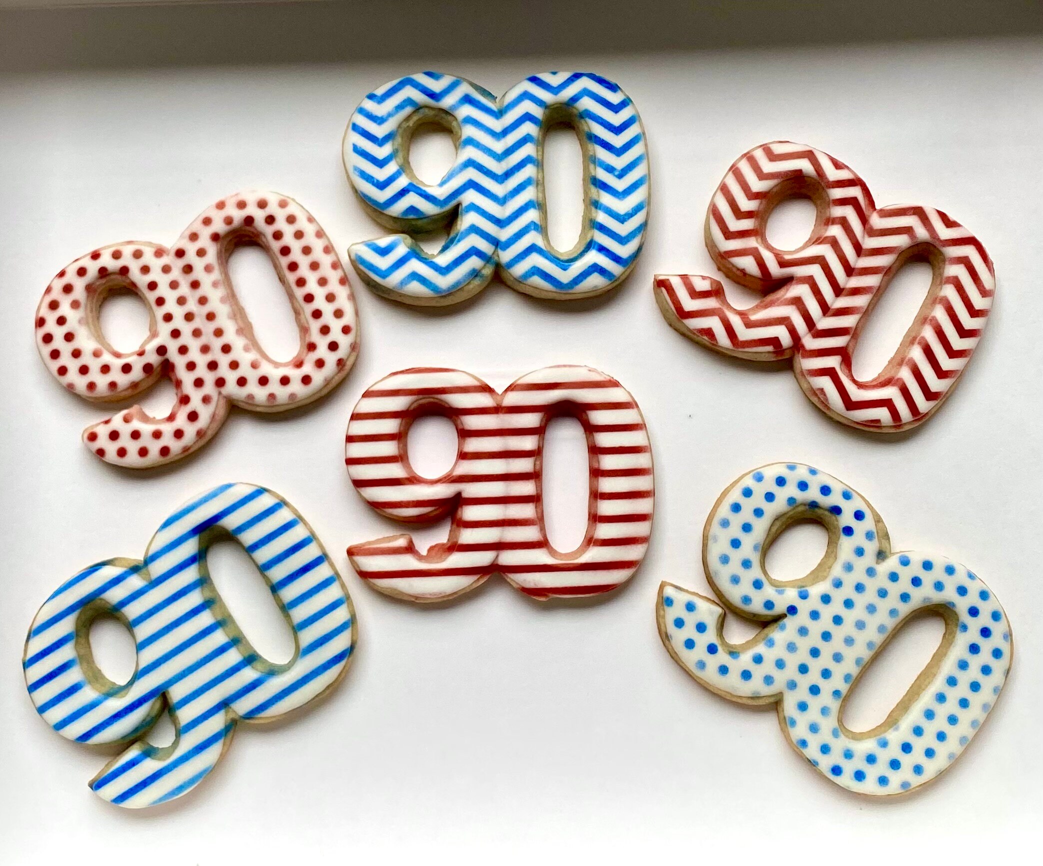 Blue and Red 90th Birthday Party Sugar Cookies Custom - Etsy