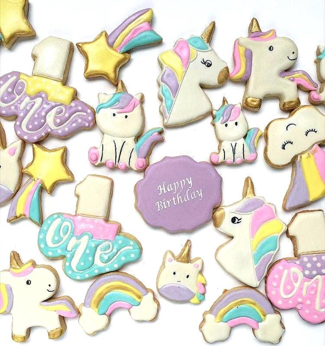 Unicorn Birthday Cookies – Custom Unicorn Theme Sugar Cookies for Kids ...