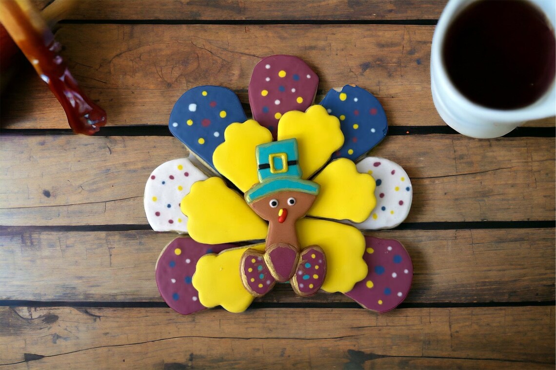 Turkey-shaped Sugar Cookies Platter - Thanksgiving Sugar Cookies - Etsy