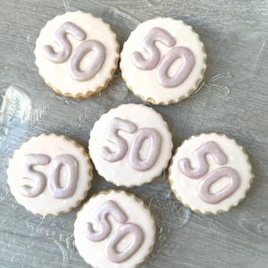 Elegant 50th Birthday Sugar Cookies – Custom Hand-decorated Milestone ...