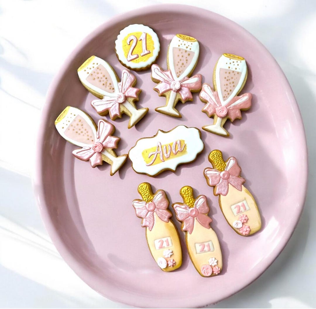 21st Birthday Sugar Cookies – Custom Champagne & Celebration Cookies ...