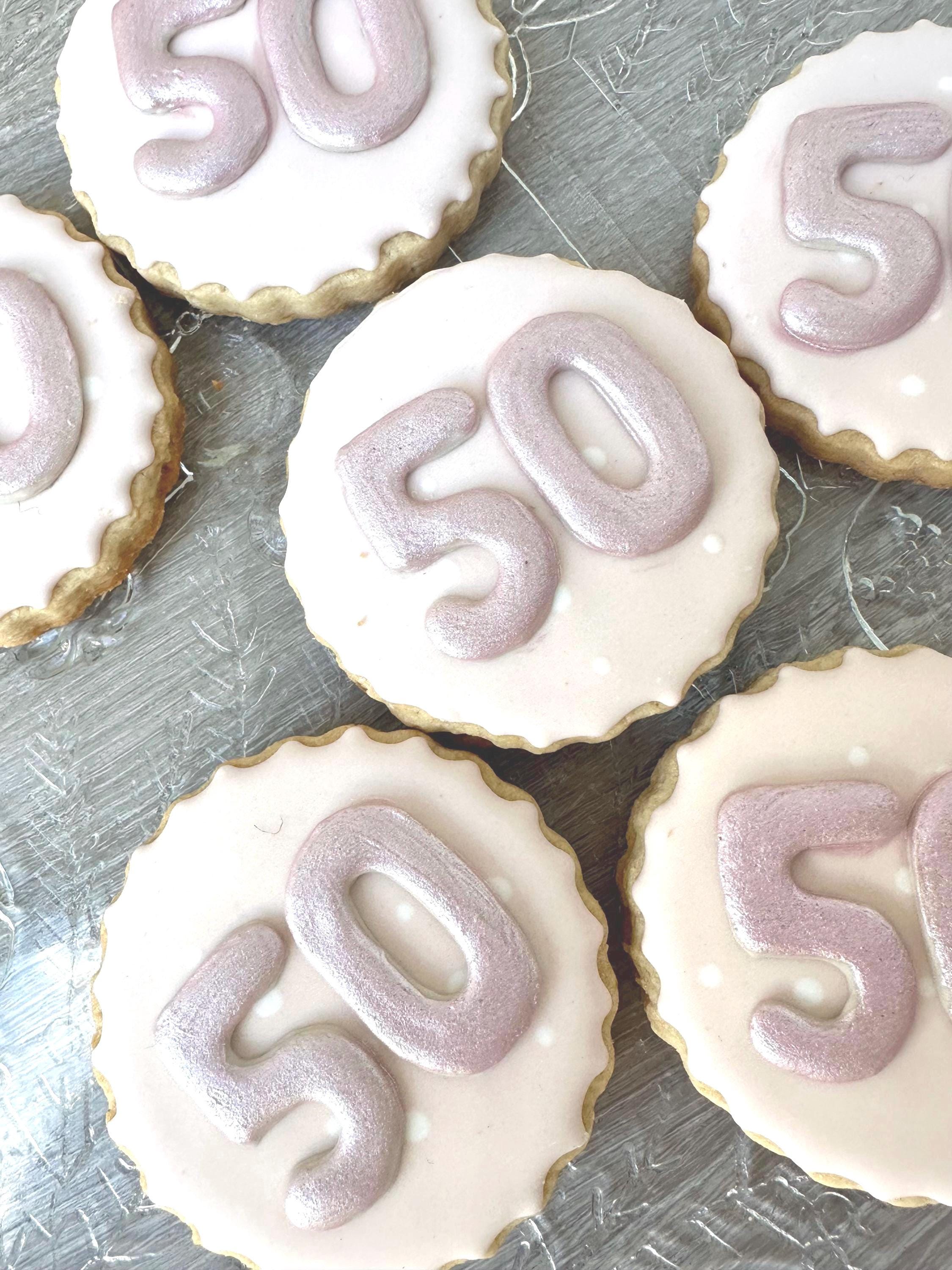 Elegant 50th Birthday Sugar Cookies – Custom Hand-decorated Milestone ...