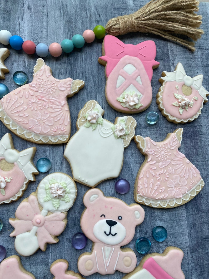 Pastel Pink Baby Shower Sugar Cookies - Customizable Delights - Etsy