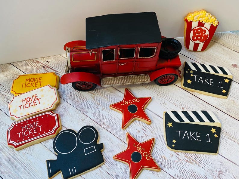 Hollywood Movie Night Cookies – Custom Movie Theme Cookies for Parties ...