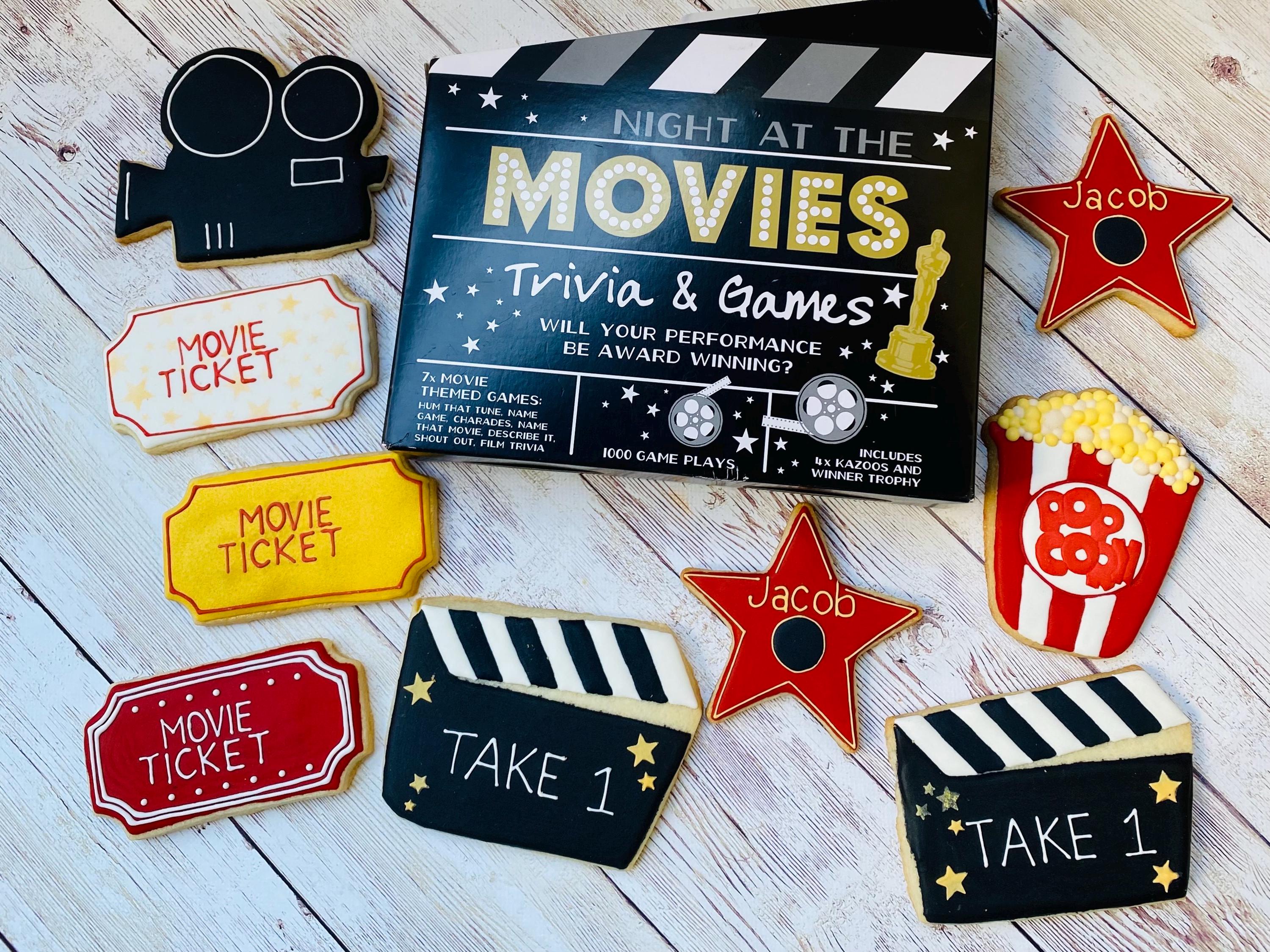 Hollywood Movie Night Cookies – Custom Movie Theme Cookies for Parties ...