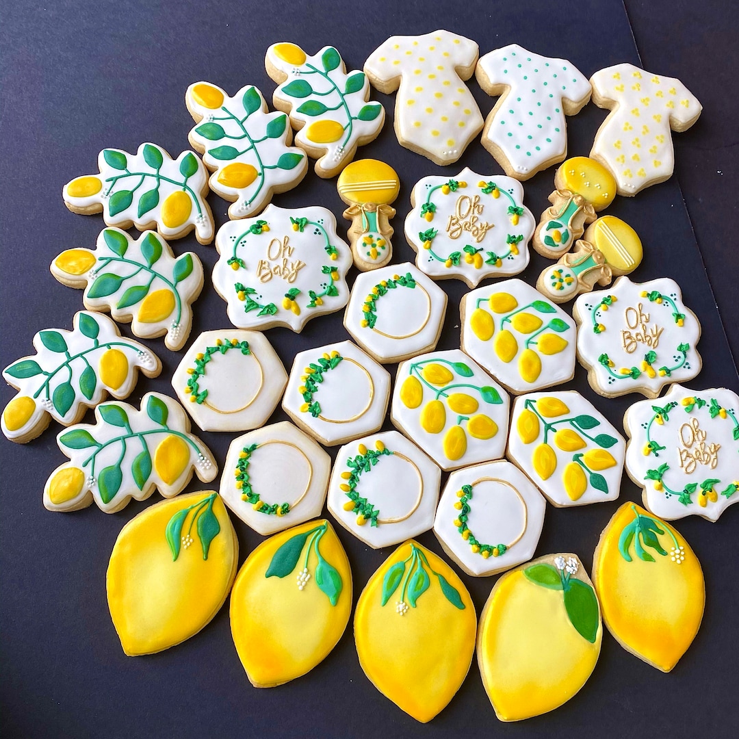 Lemon-themed Decorated Sugar Cookies Zesty Delights for Your - Etsy
