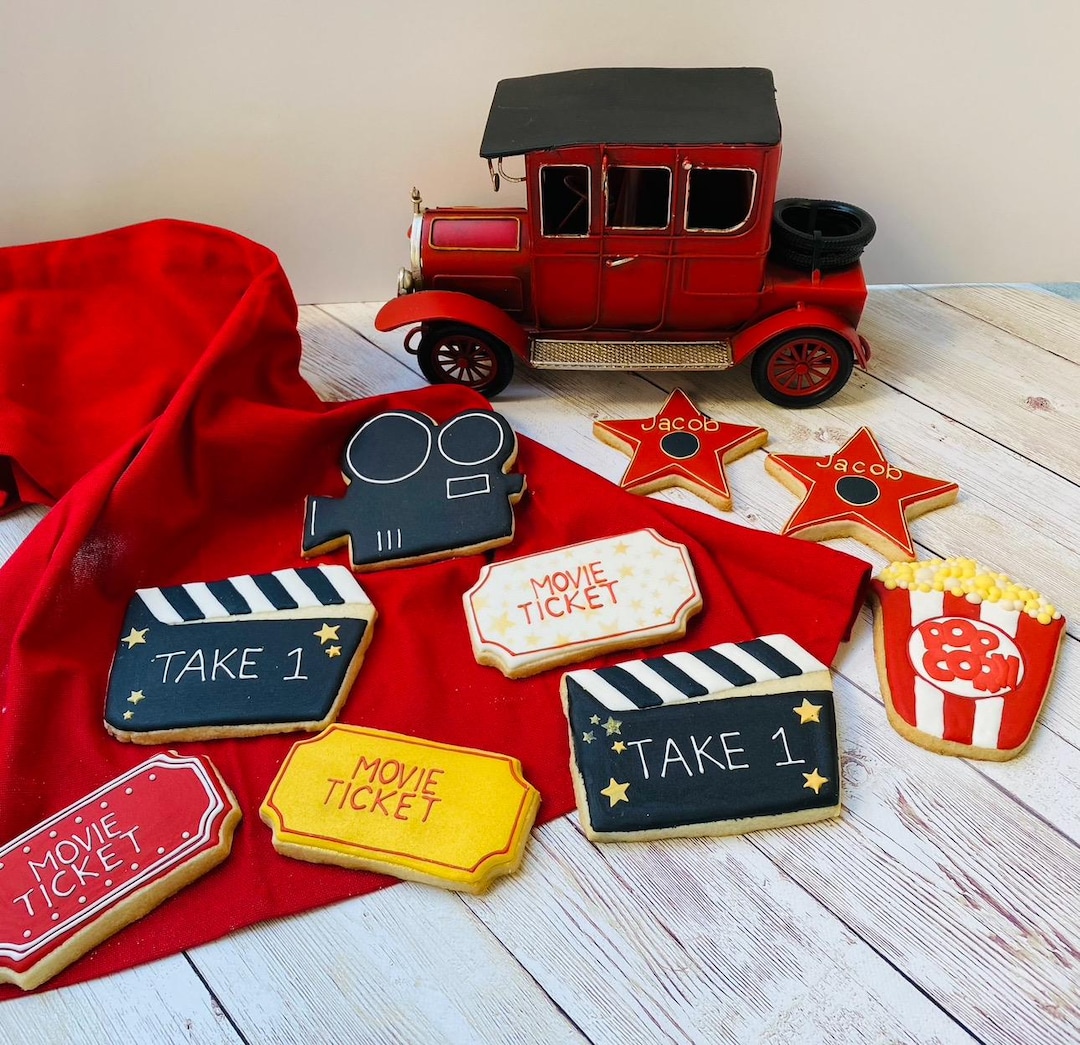 Hollywood Movie Night Cookies – Custom Movie Theme Cookies for Parties ...