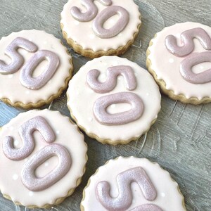 Elegant 50th Birthday Sugar Cookies – Custom Hand-decorated Milestone ...