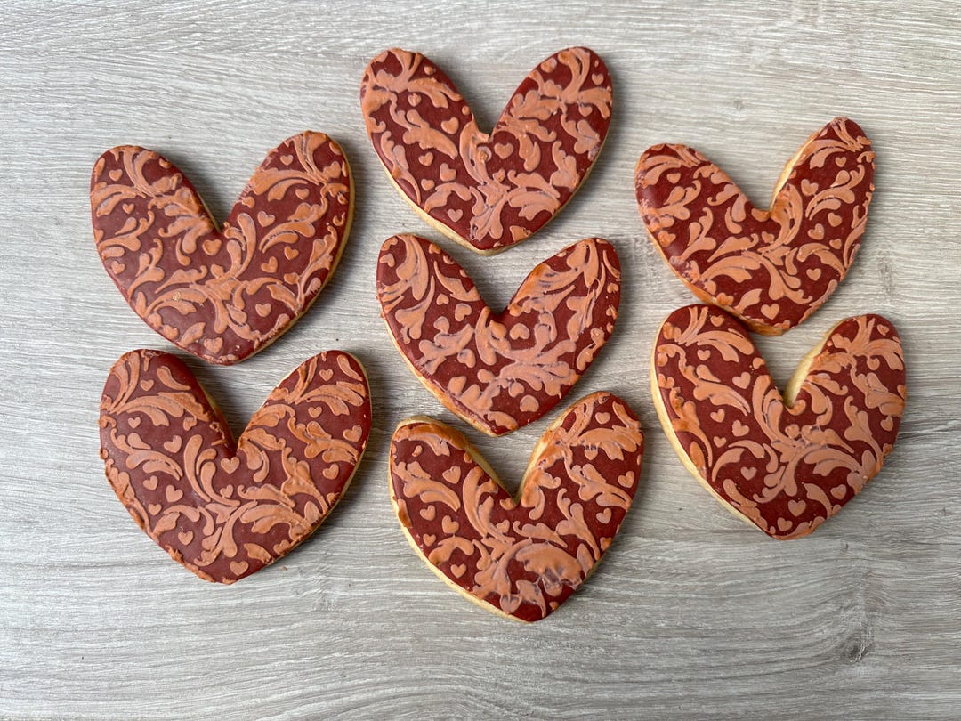 Custom Wedding Sugar Cookies Set – Elegant Doubled Colored Heart Themed ...