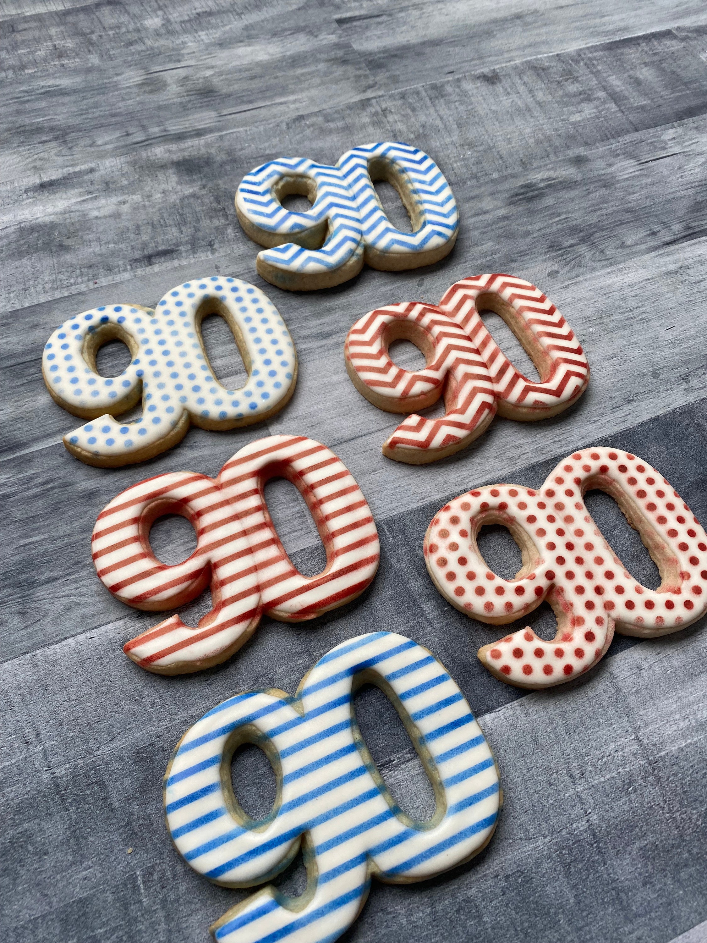 Blue and Red 90th Birthday Party Sugar Cookies Custom - Etsy