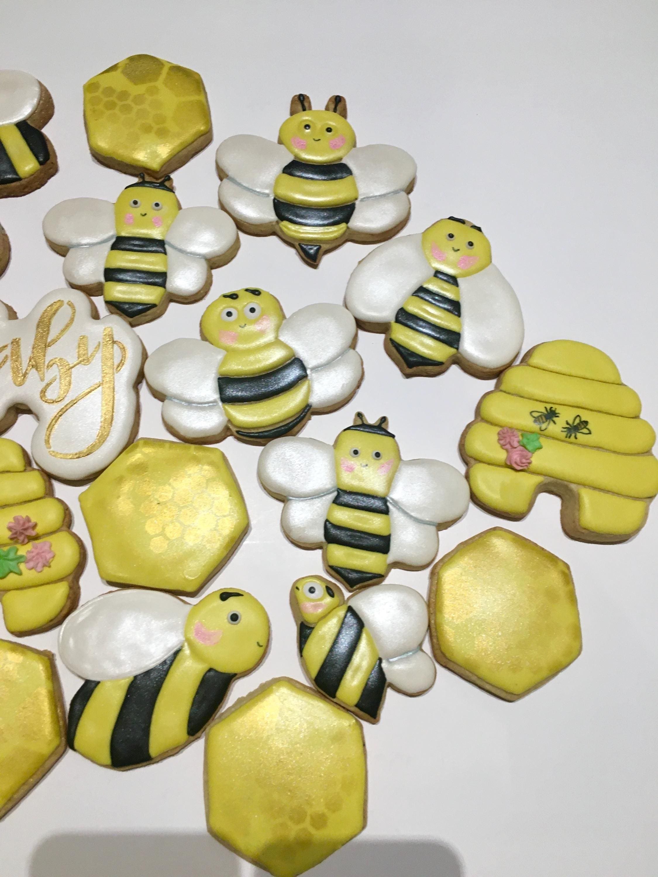 Bee Themed Baby Shower Cookies – Custom Honey Bee and Beehive Sugar ...