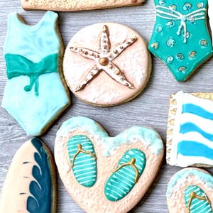 Beach Theme Sugar Cookies Birthday Brach Decorated Cookies Sweet ...