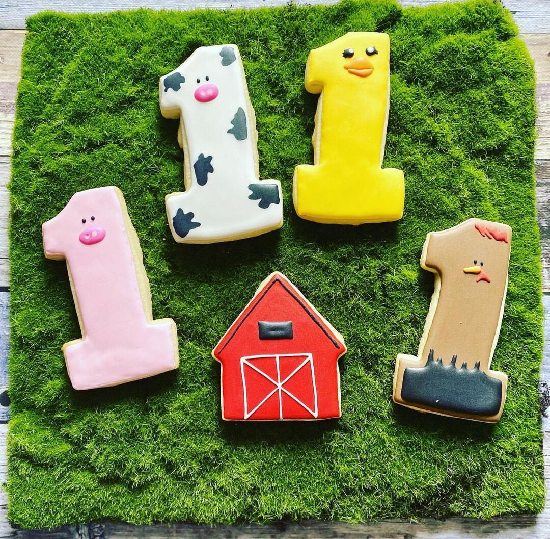 Farm Animal First Birthday Cookies – Custom Barnyard Theme Cookies for ...