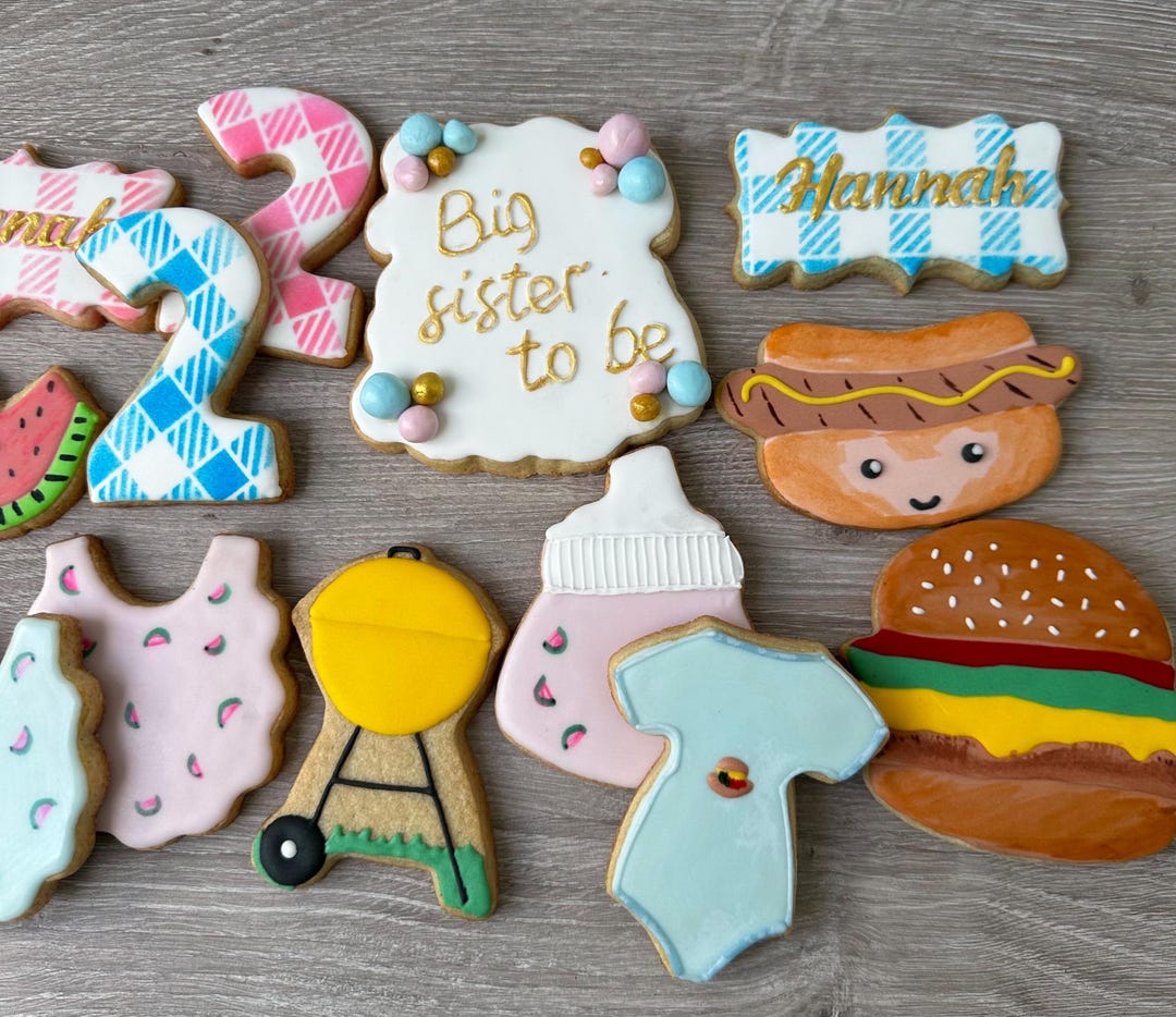 Barbecue Baby Shower Sugar Cookies - Baby Birthday Sugar Cookies ...
