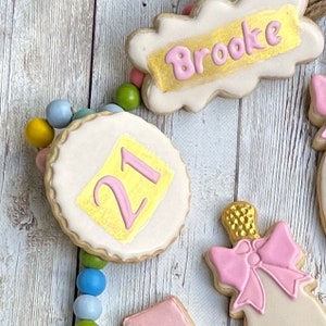 Personalized 21st Birthday Sugar Cookie Set Elegant Champagne and Name ...