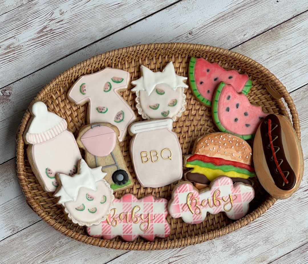 Barbecue Baby Shower Sugar Cookies - Baby Birthday Sugar Cookies ...