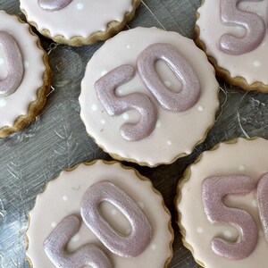 Elegant 50th Birthday Sugar Cookies – Custom Hand-decorated Milestone ...