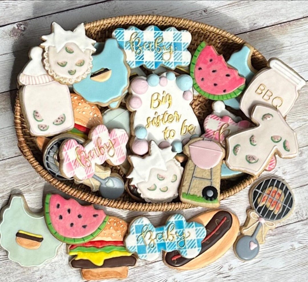 Barbecue Baby Shower Sugar Cookies - Baby Birthday Sugar Cookies ...