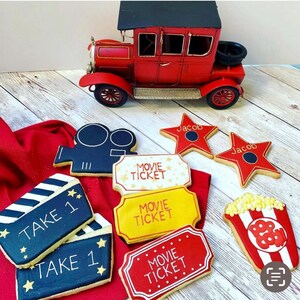 Hollywood Movie Night Cookies Custom Movie Theme Cookies for Parties ...
