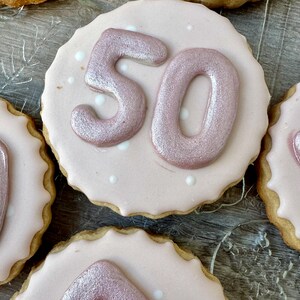 Elegant 50th Birthday Sugar Cookies – Custom Hand-decorated Milestone ...