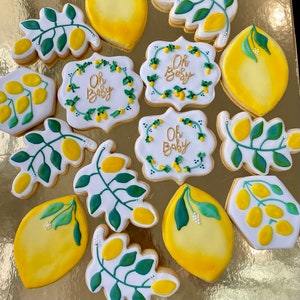Lemon Themed Decorated Sugar Cookies - Baby Shower Lemons Sugar Cookies ...