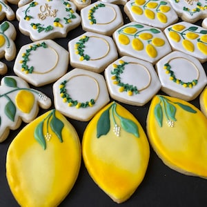 Lemon Themed Decorated Sugar Cookies - Baby Shower Lemons Sugar Cookies ...