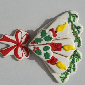 Handcrafted Christmas Holly & Bell Sugar Cookie Set - Festive Holiday ...