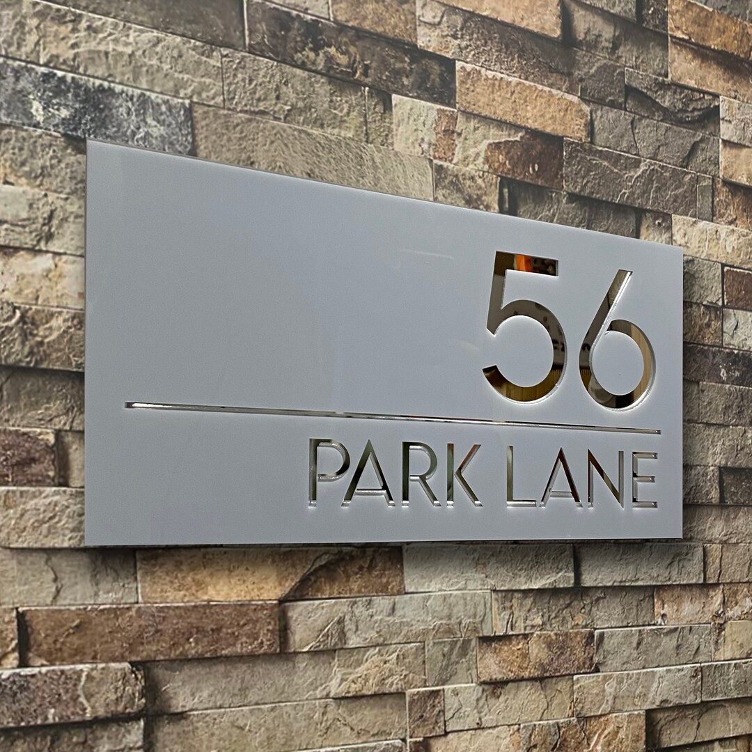 Modern Contemporary Rectangular Floating Mirrored House Sign - Etsy