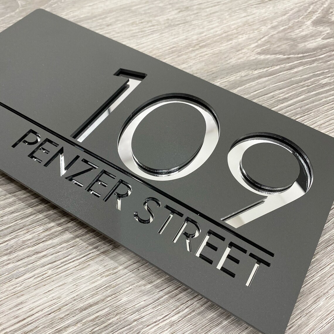 Modern Contemporary Rectangular Floating Mirrored House Sign - Etsy