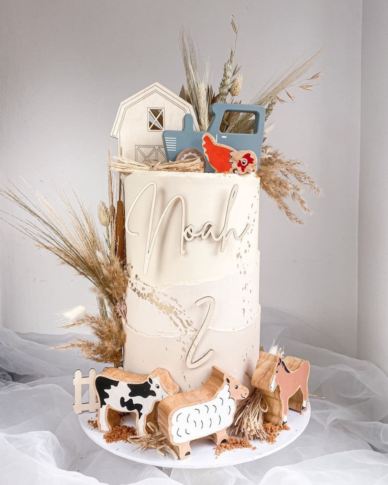 Barn Farm Yard Wooden Cake Topper Set Fence Charm Number Age - Etsy