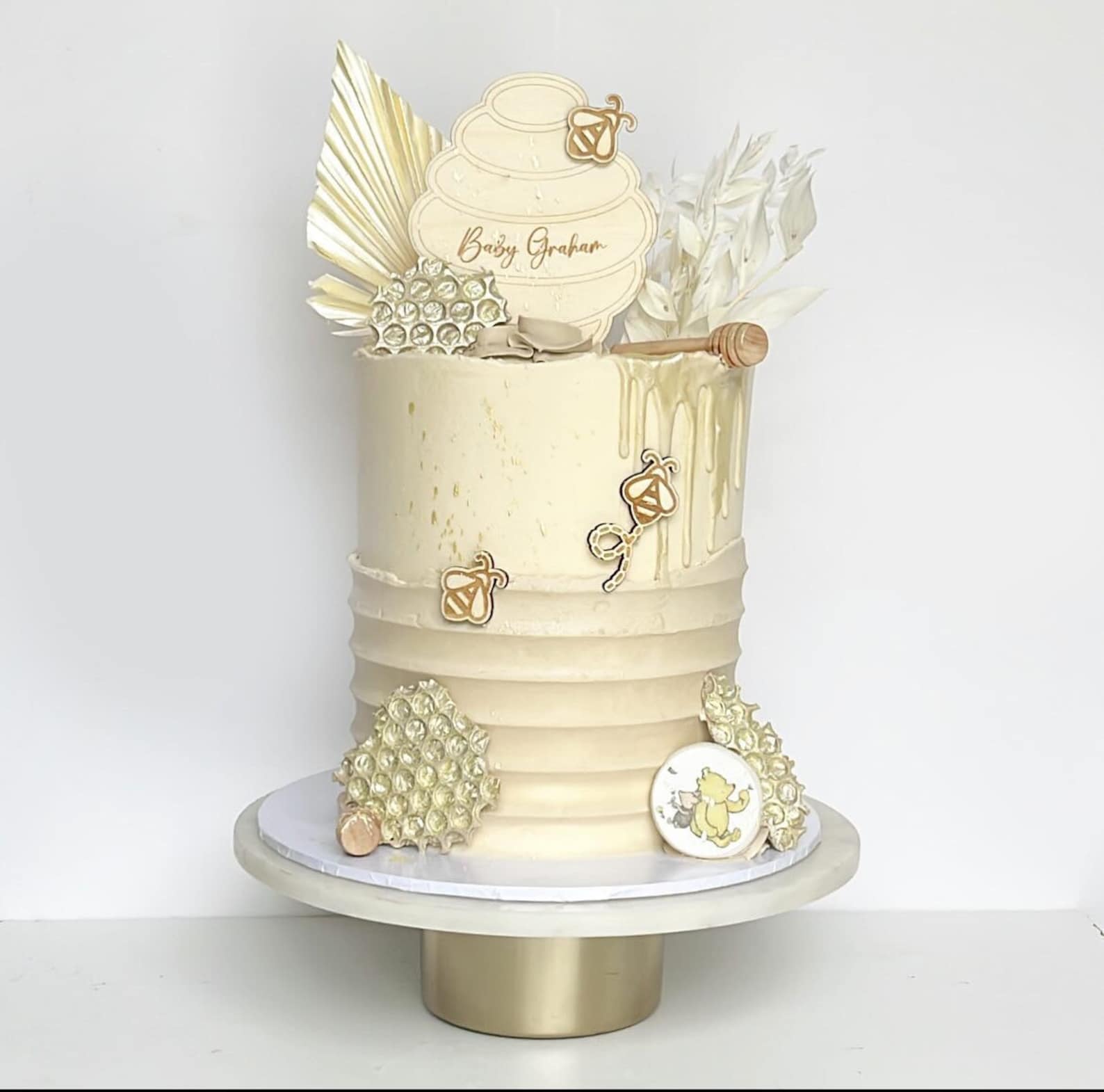 Bee Honey Hive Wooden Cake Topper Set Charm Number Age Personalised - Etsy