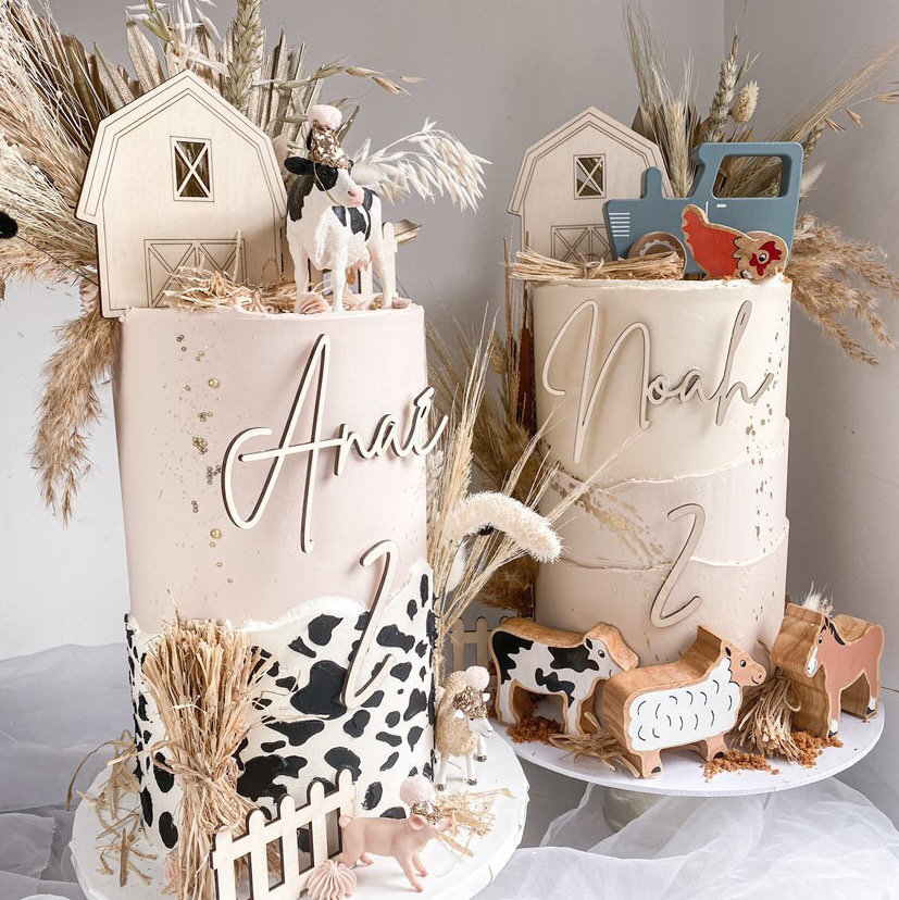 Barn Farm Yard Wooden Cake Topper Set Fence Charm Number Age - Etsy