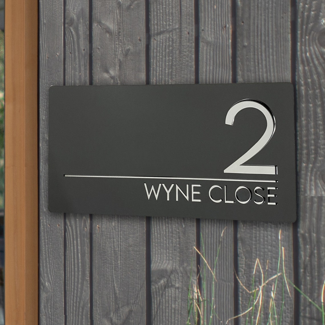 Modern Contemporary Rectangular Floating Mirrored House Sign | Etsy