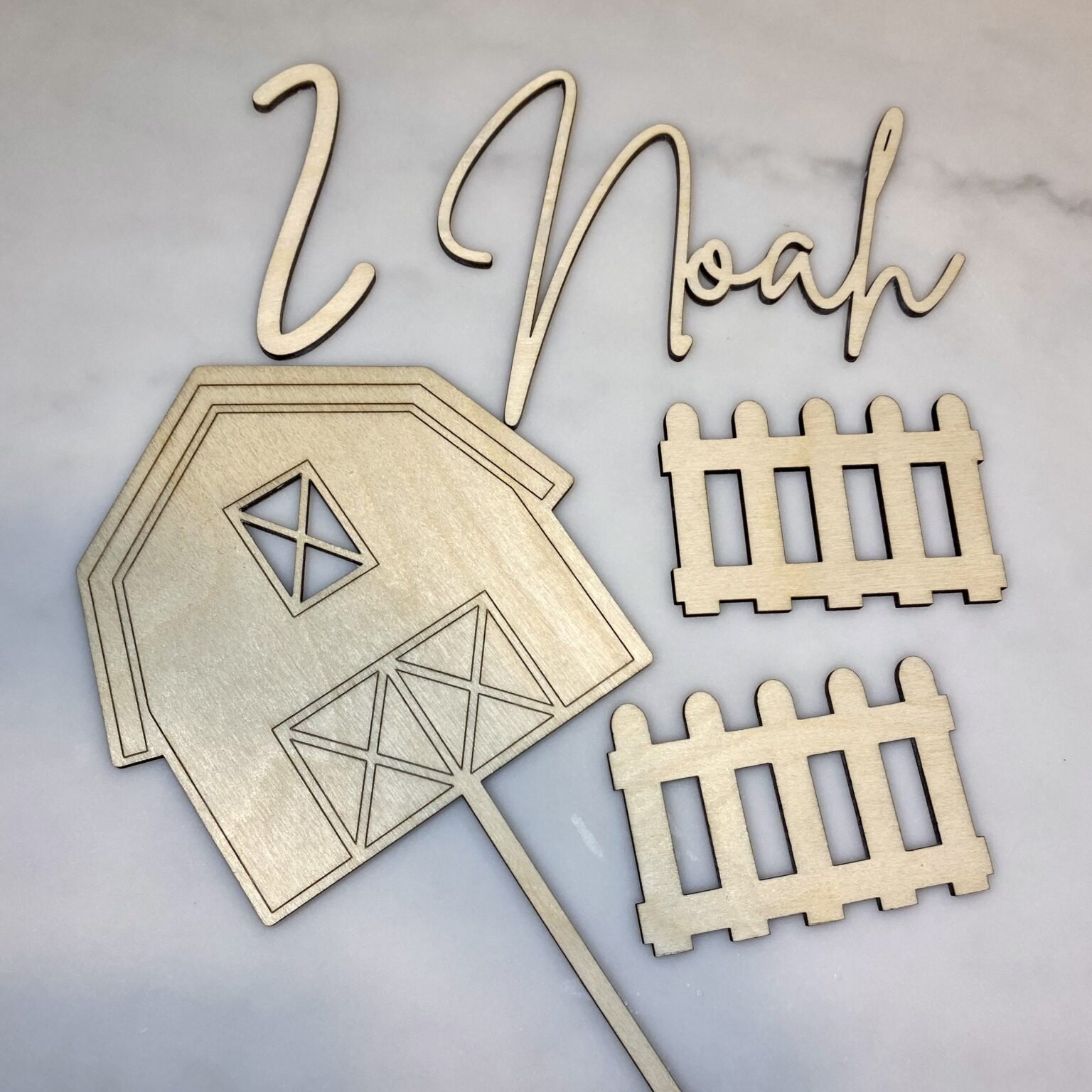 Barn Farm Yard Wooden Cake Topper Set Fence Charm Number Age - Etsy