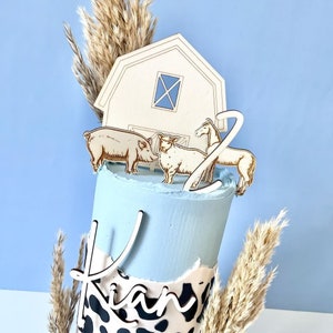 Barn Farm Yard Wooden Cake Topper Set Fence Charm Number Age ...