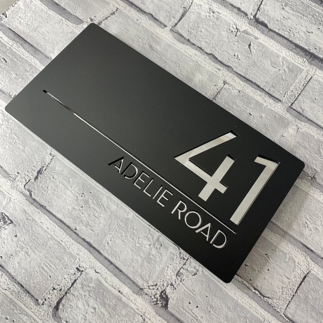 Modern Contemporary Rectangular Floating Mirrored House Sign - Etsy