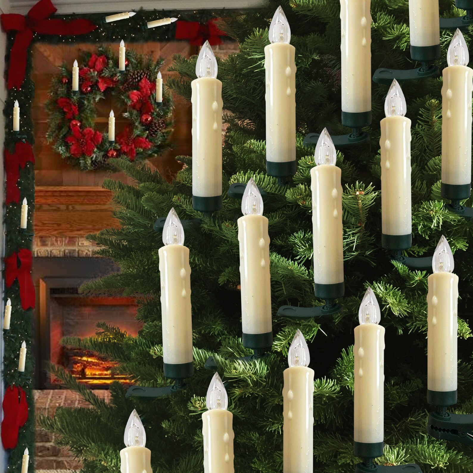 Hoolees' Clip-on LED Christmas Tree Candles, Battery Operated, Remote ...