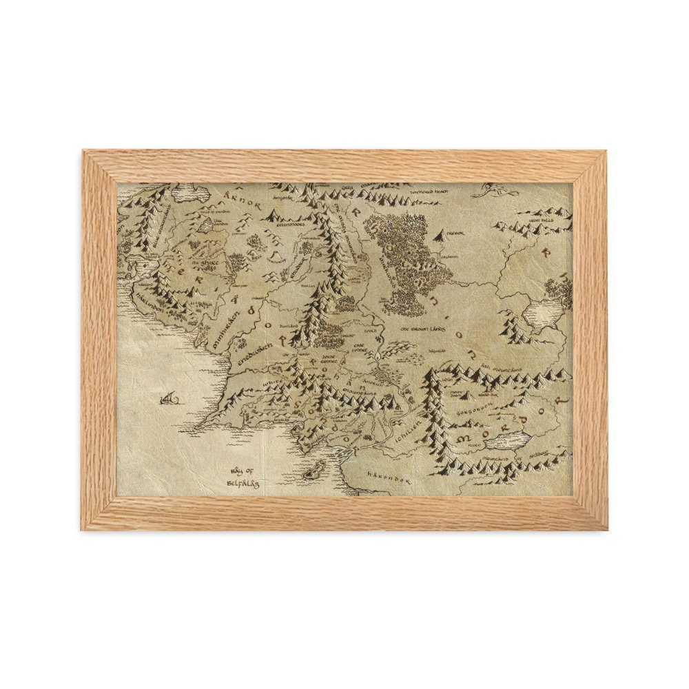Middle Earth Map Framed Matte Paper Poster - Etsy