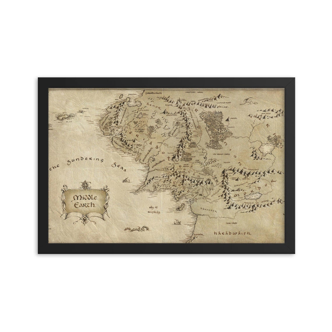 Middle Earth Map Framed poster | Etsy