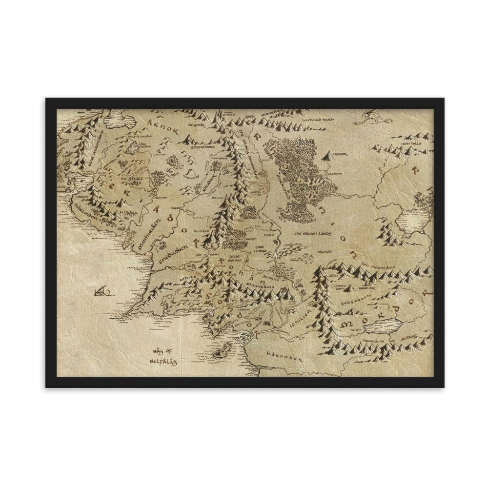 Middle Earth Map Framed Matte Paper Poster - Etsy