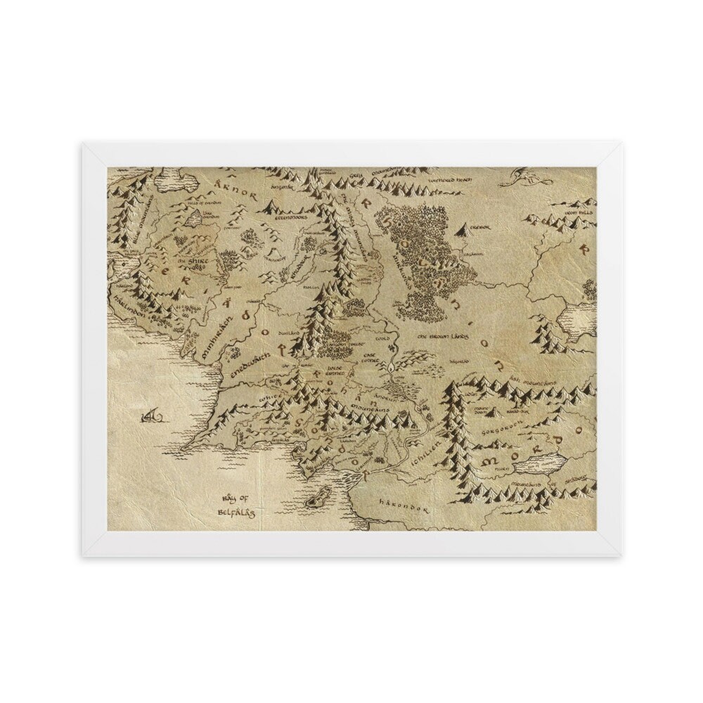 Middle Earth Map Framed Matte Paper Poster - Etsy