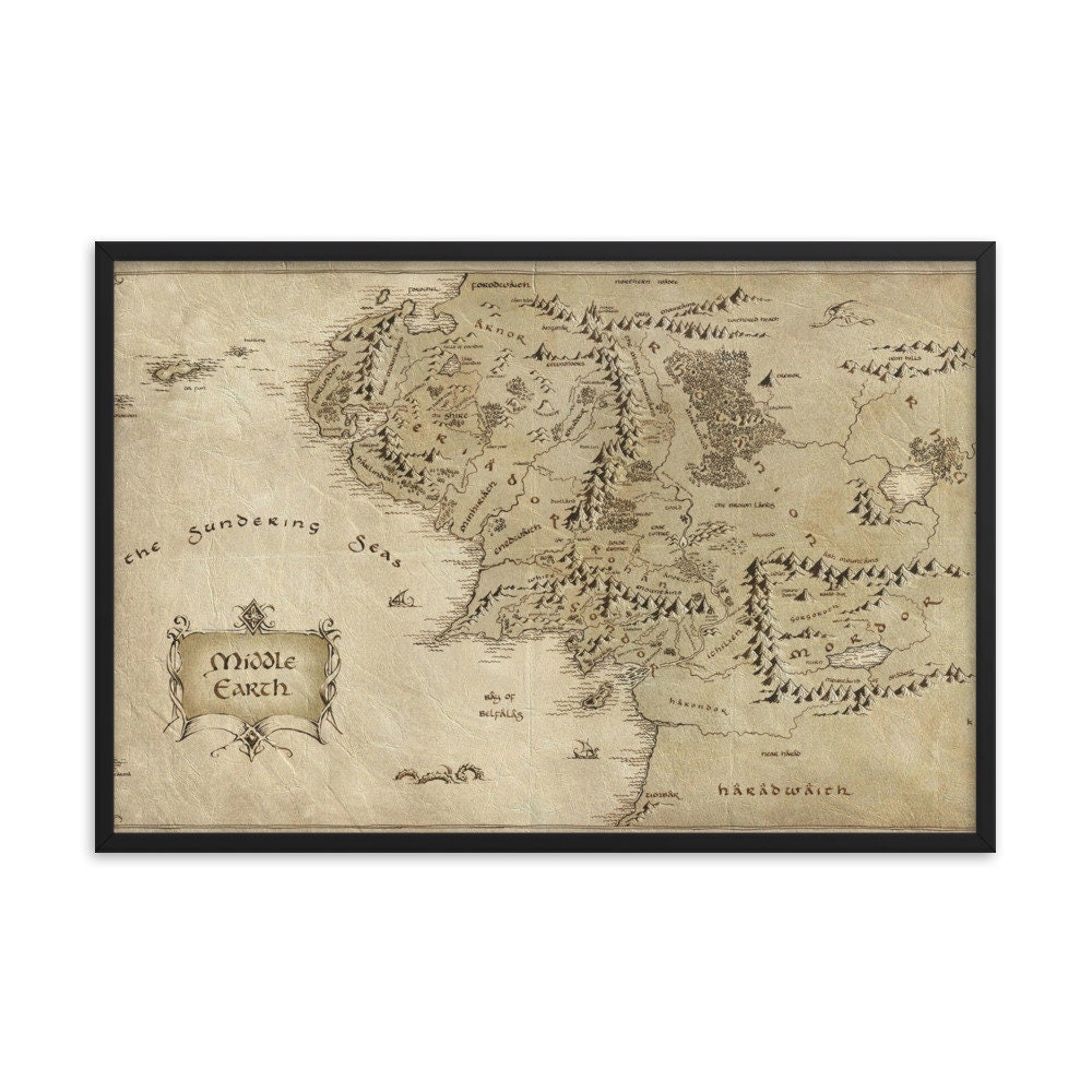 Middle Earth Map Framed Poster - Etsy