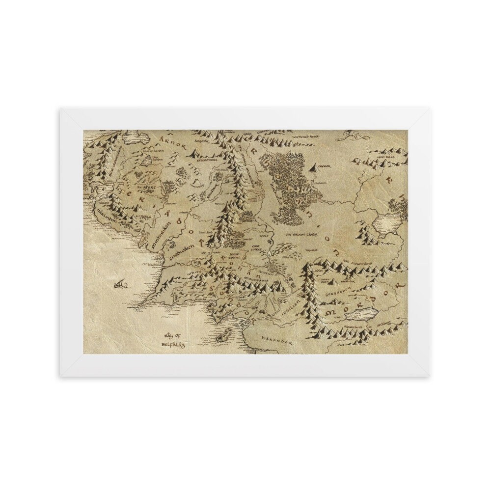 Middle Earth Map Framed Matte Paper Poster - Etsy