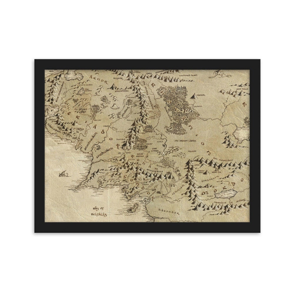 Middle Earth Map Framed Matte Paper Poster - Etsy