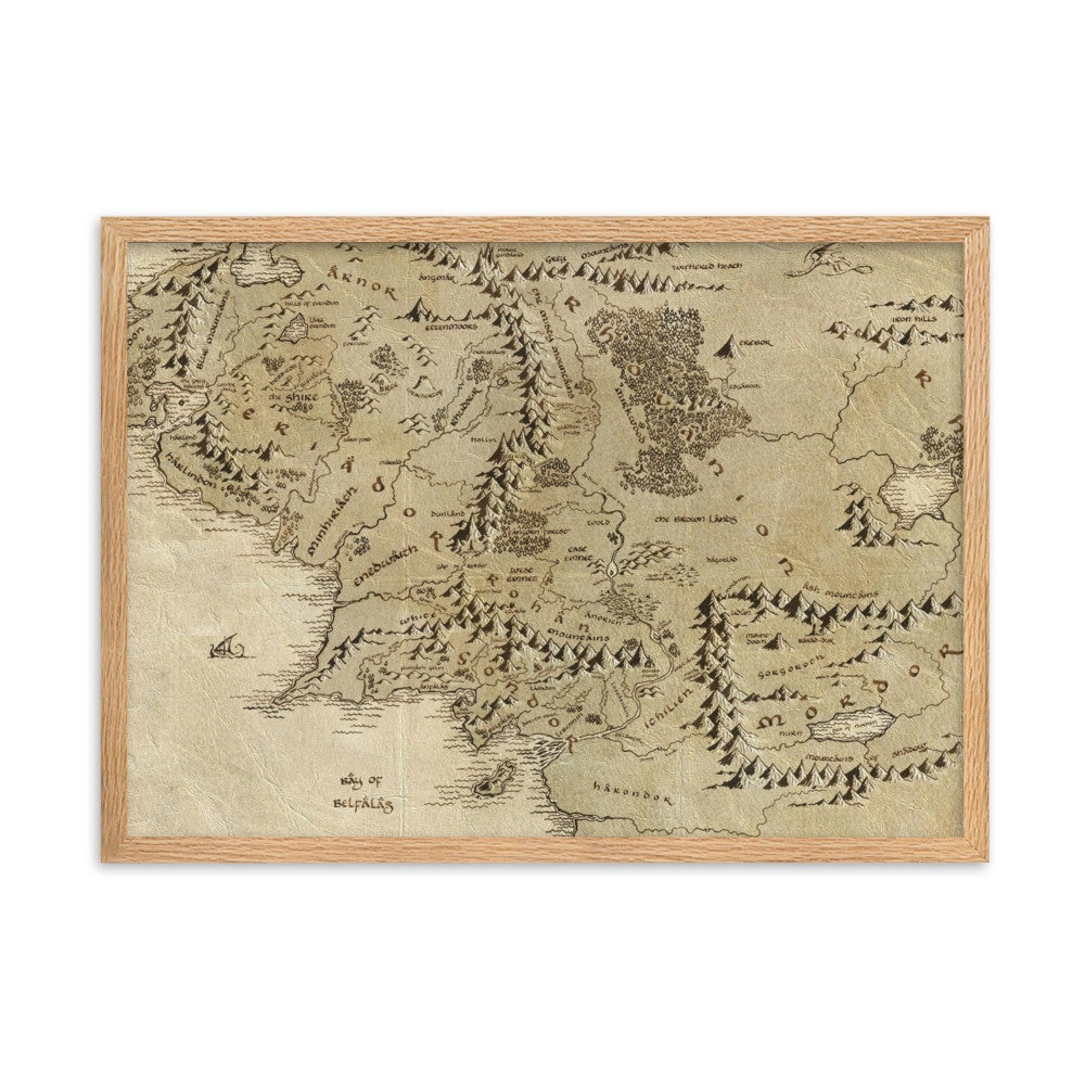 Middle Earth Map Framed Matte Paper Poster - Etsy