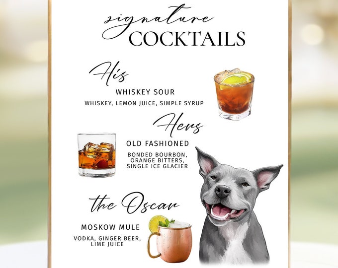 Signature Cocktails for Wedding Drink Menu Wedding Cocktail Names for ...