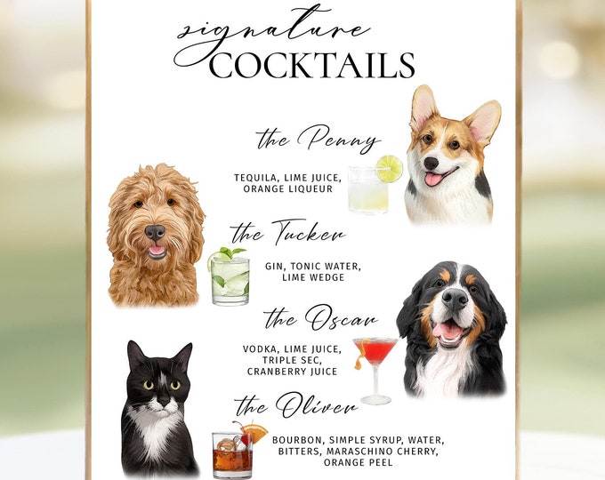 Signature Cocktails for Wedding Drink Menu Wedding Cocktail Names for ...